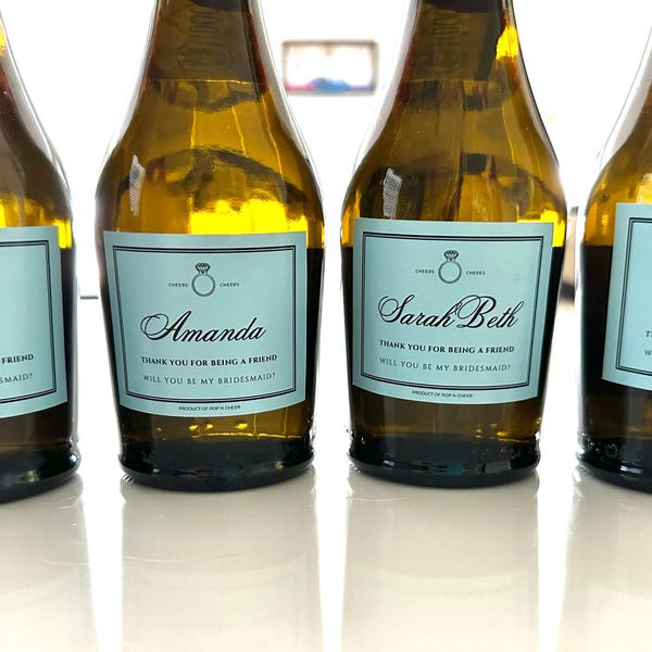 Custom Champagne Labels, Digital Download Bridesmaid Proposal Champagne ...