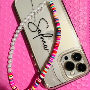 Phone Charm Pastel Phone Charm Pink Beaded Phone Strap - Etsy