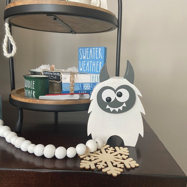 Yeti, Wood Yeti, Rustic Winter Decor, Winter Wood Decor, Winter Tier ...