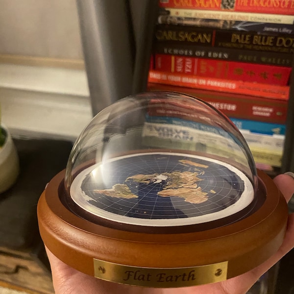 Flat Earth Map Dome Display Model - Wood Base, Acrylic Dome, Gift - Etsy