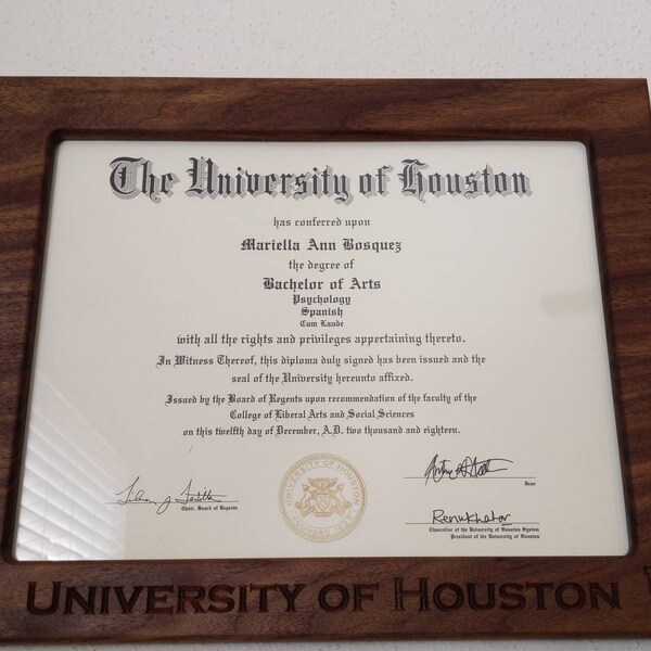 Handcrafted, Engraved Diploma Frame Personalized Frame for High School ...