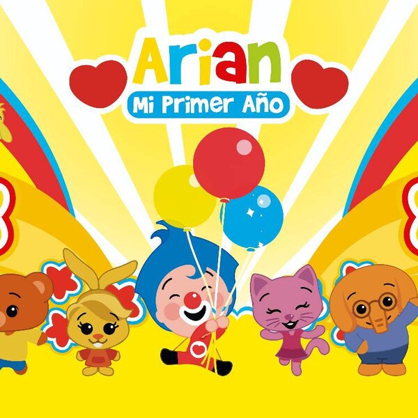 Plim Plim Clown Backdrop, Kids Party Background, Plim Plim Printable ...