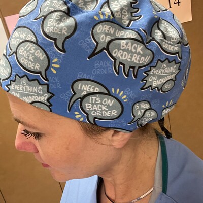 ENT Botanical Euro Surgical Scrub Cap, for MEDIUM Length Hair, Cute ...