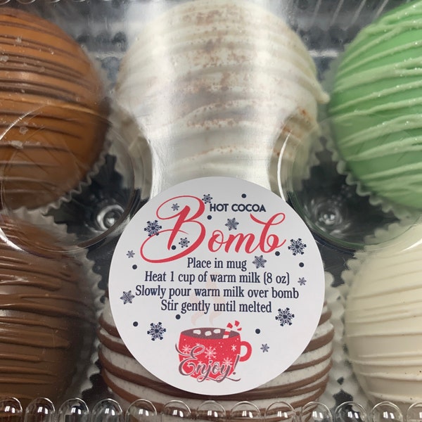 Christmas - 100 Labels | Hot Chocolate Bomb Stickers | Hot Cocoa Labels ...