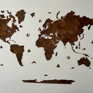 World Wood Map Wooden Wall Map 3 D Wood Wall Map Travel World Map ...