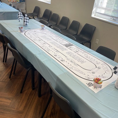 Race Car Coloring Table Runner, Race Cars Birthday Coloring Page, Cars ...