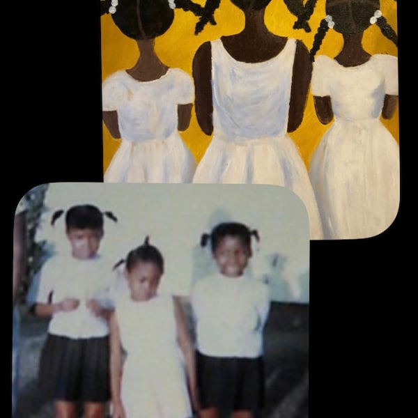 Gullah Art: Three Sisters - African American Girl Original Acrylic ...
