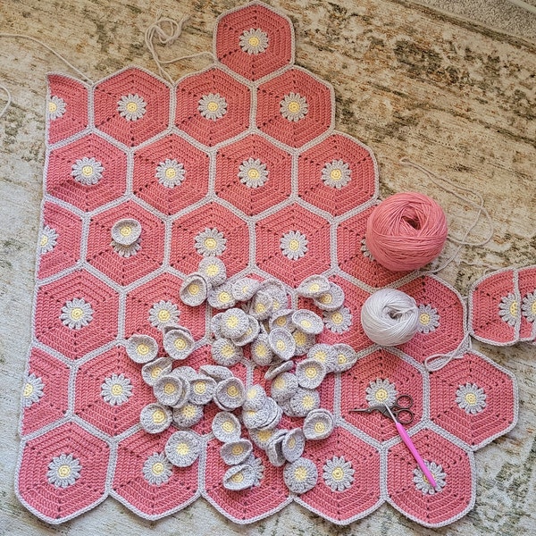 Hexadaisy Crochet Blanket Pattern by Meema Makes ®, Crochet Daisy ...