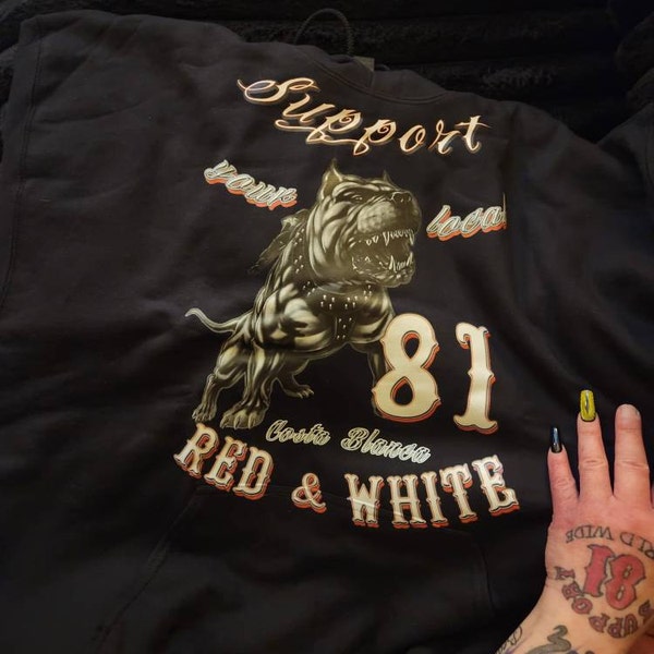 Hells Angels Support81 MC Denim - Leather Vest Big Red Machine - Etsy