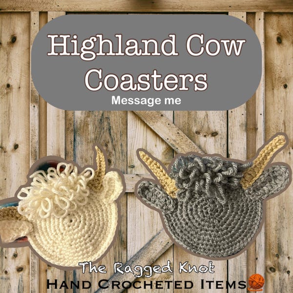 Highland Cow Coaster Crochet Pattern PDF | Crochet Cow Drink Coaster ...