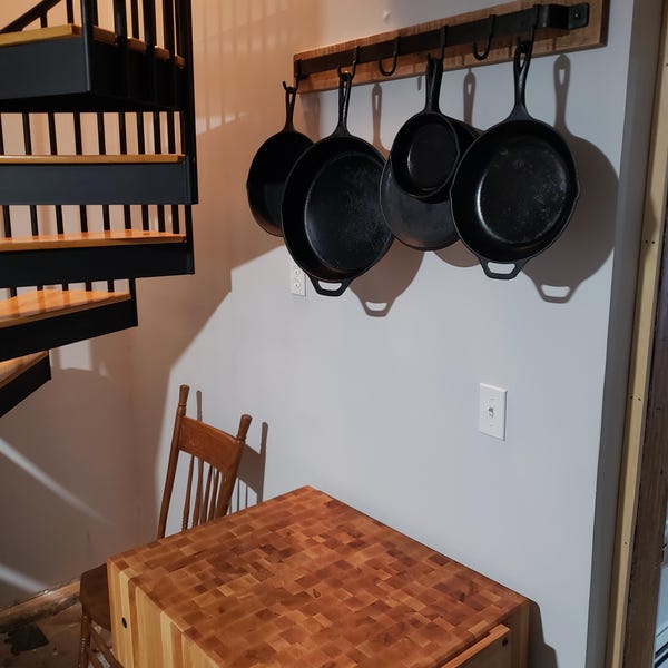 Hand Forged Cast Iron Pot Skillet Rack Hanger - Etsy