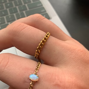 Gold Opal Ring 14k Gold PVD Ring for Women October | Etsy