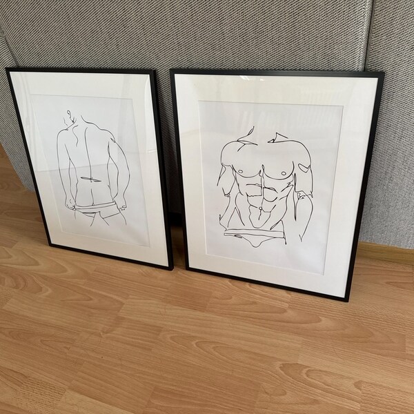 Man Line Art Print, Printable Wall Art, Modern One Line Art Print, Line ...