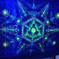 Trippy Tapestry Psychedelic Spiritual Psyart, Nature Fluorescent ...