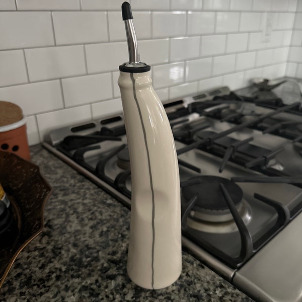 Handmade Ceramic Oil Bottle, Container for Olive Oil, White Olive Oil ...