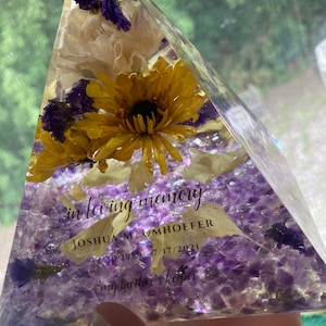 Custom Memorial Pyramid, Custom Cremation Ash Resin Pyramid, Cremation ...