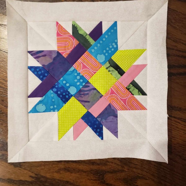 Double Woven Star Quilt Block Pattern, 4 Sizes Foundation Paper Piecing ...