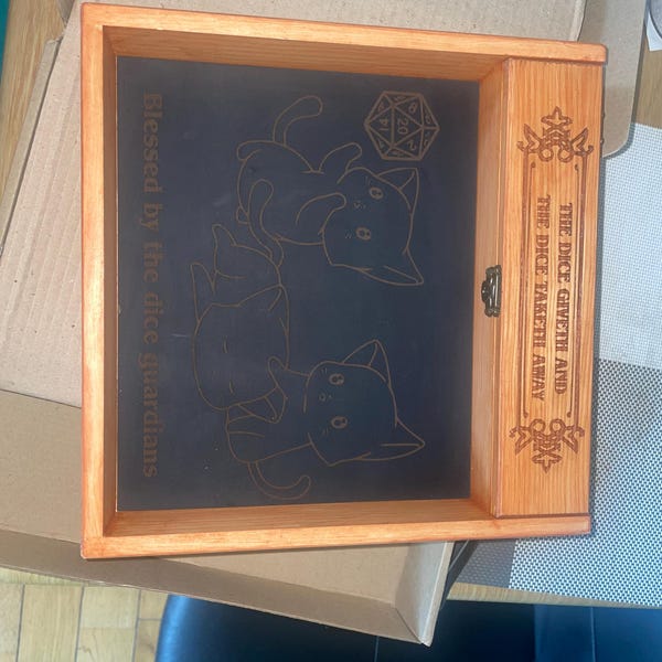 Custom Wooden DND Dice Box Tray RPG Dice Rolling Mat Tabletop Games D&D ...