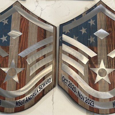 Custom Military Rank Metal and Wood Promotion Plaque Award Free ...