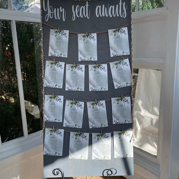 Seating Chart Cards, Seating Chart Wedding, Sizes 5x7" and 4x6",seating ...