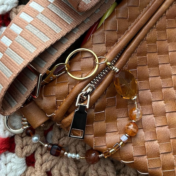 Bag Charm Keychains With Customizable Gold Letters and Vibrant Glass ...