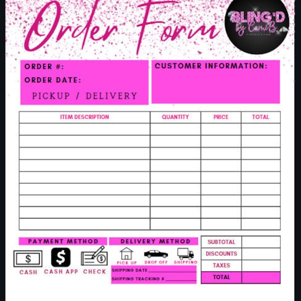 Order Form Template, Custom Order Form, Order Form, Printable Craft ...