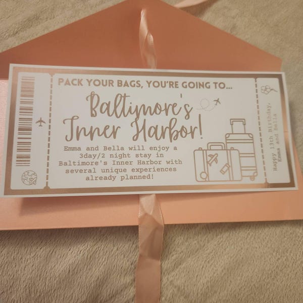 Secret Surprise Holiday Destination Pass Fake Flight Ticket, Any Reveal ...