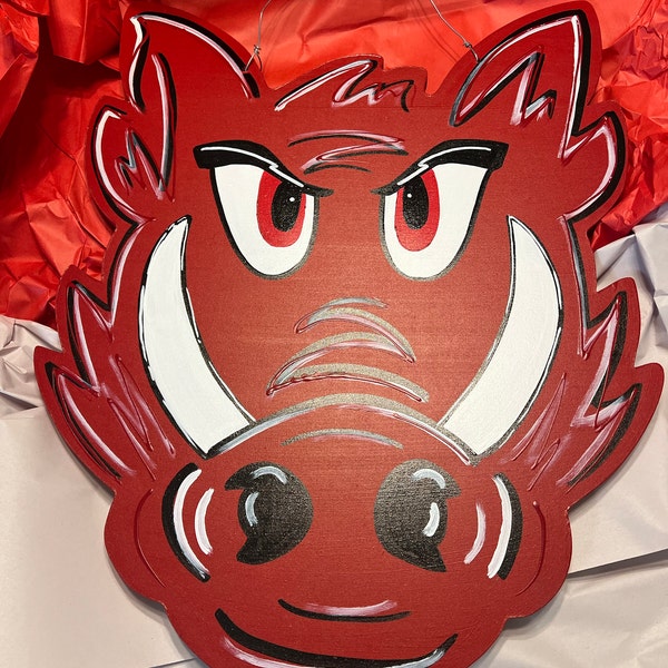 Razorback Hog Door Hanger: Arkansas Football Decor - Etsy