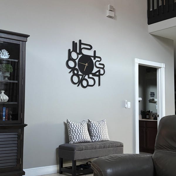 Long Wall Clock With Numbers, Wall Clocks Large, Metal Wall Clock, Wall ...