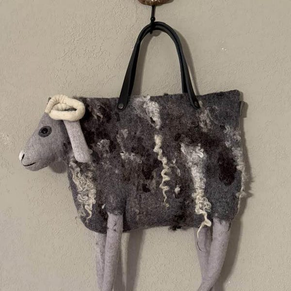 Wool Felt Tote Bag "sheep" Bag of Wooltote Baghandbag Handbagsunique ...