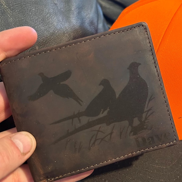 Mens Brown Leather Dog Hunting Wallet. RFID Blocking Genuine Leather ...