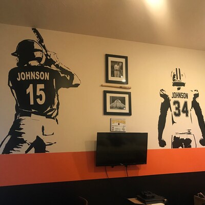 Baseball Wall Decal Custom Name Baseball Wall Decor Wall Art Baseball ...