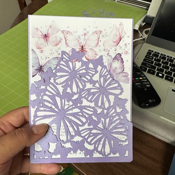 5x7" POCKET ENVELOPE BUTTERFLIES Svg Quinceanera Laser Cut Template ...