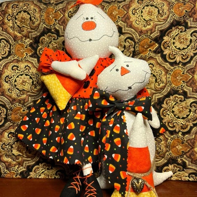 Candy Corn Ghost Epattern...primitive Halloween Ghost Cloth Doll ...