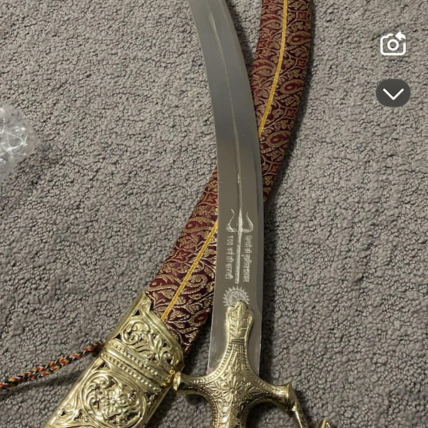 Royal Shahi Talwar Indian Short Sword With Engraved Carvings Brass Hilt ...