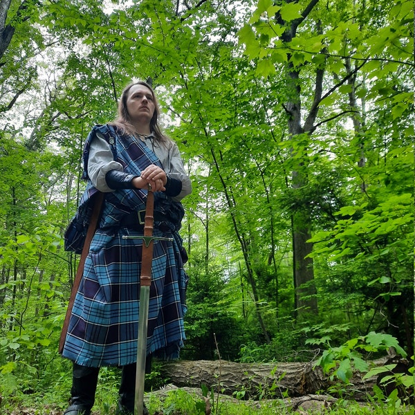 Medieval Men Great and Pleated Kilt, Plaid Tartan Fabric, Ancient ...