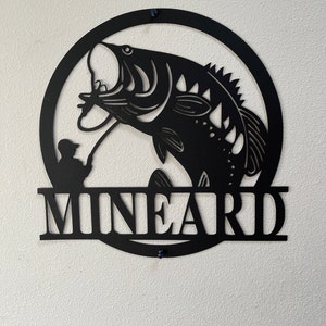 Fish Metal Name Sign Bass Fishing Metal Monogram Fishing - Etsy