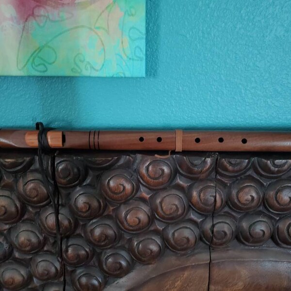 Low Bb All Walnut Native American Style Flute W/ Cherry "spirit" Totem ...
