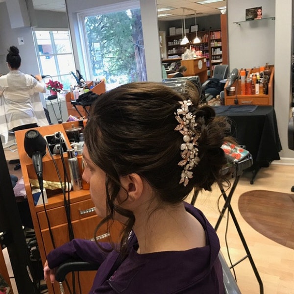 Silver or Gold Floral Keshi and Freshwater Pearl Bridal Back Comb ...