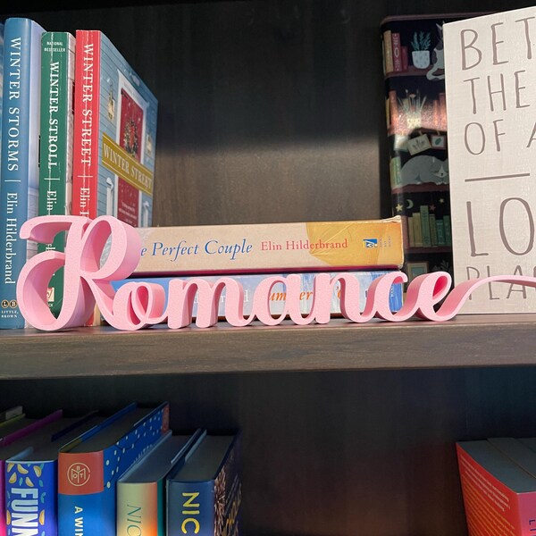 Romance Bookshelf Sign Library Book Lover Gift Custom Colors Book Club ...