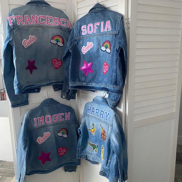 Girls Sequin Denim Jacket // Personalised, Custom Name, Kids Party Wear ...