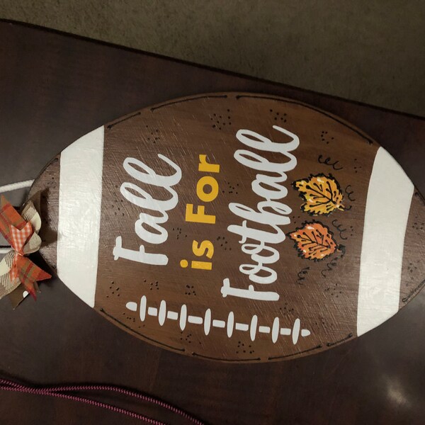 Fall is for FOOTBALL Wood Wooden Welcome Sign Wall Art Door Plaque ...