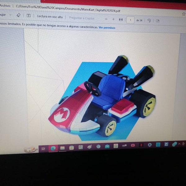 Mario Kart Papercraft 3D, modèle PDF pepakura Sculpture en papier ...