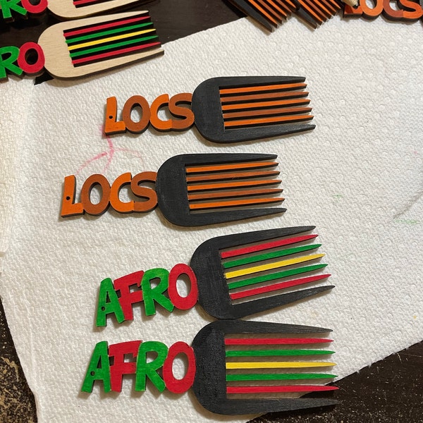10 Plain Wooden Afro Pick Natural Hair Girl Shapes Jewelry Earrings ...