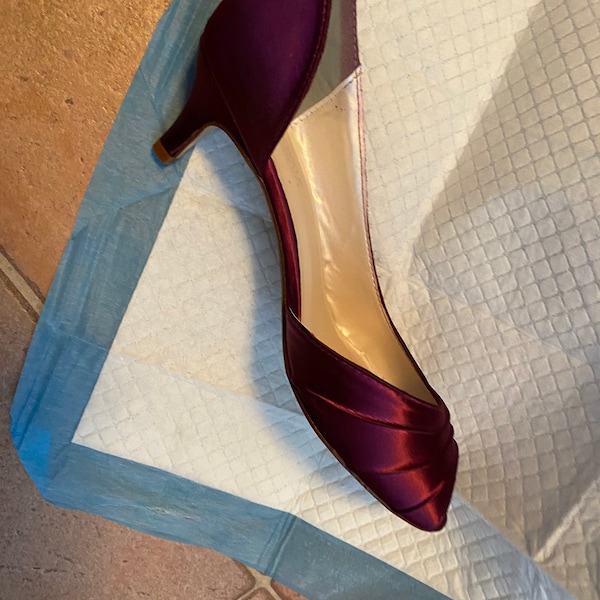 Burgundy Wedding Shoes Burgundy Bridal Shoes Burgundy Kitten Heels Over ...