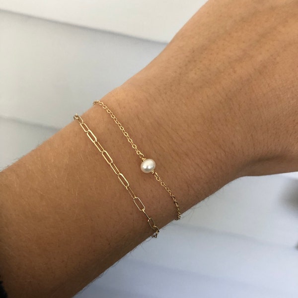Delicate 14K Gold Bracelet - Gold Dainty Chain Bracelet - Etsy