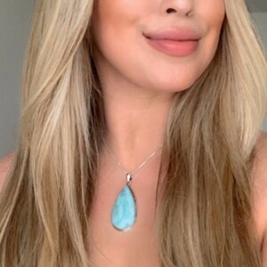 925forher Long Rectangle Turquoise Necklace Pendant With - Etsy