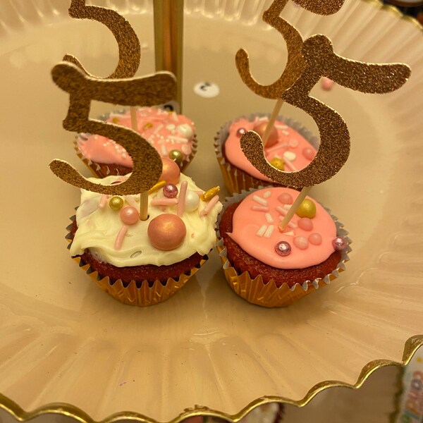 Number 5 Cupcake Toppers, Five Food Picks, 5th Birthday Decorations ...