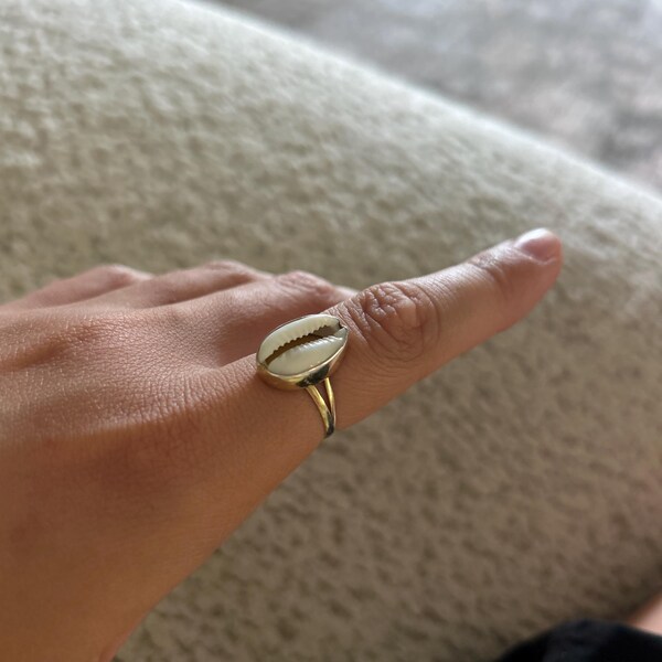 Cowrie Ring Gold Ring Shell Ring Gold Cowrie Shell Ring 24K Gold Plate ...