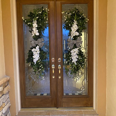 Extra Large Swags for Front Double Doors, Grass and Garland Privacy ...